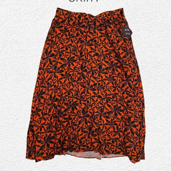 Ava & Viv | Skirts | Ava Viv Rust Floral Maxi Skirt Size 3x With ...